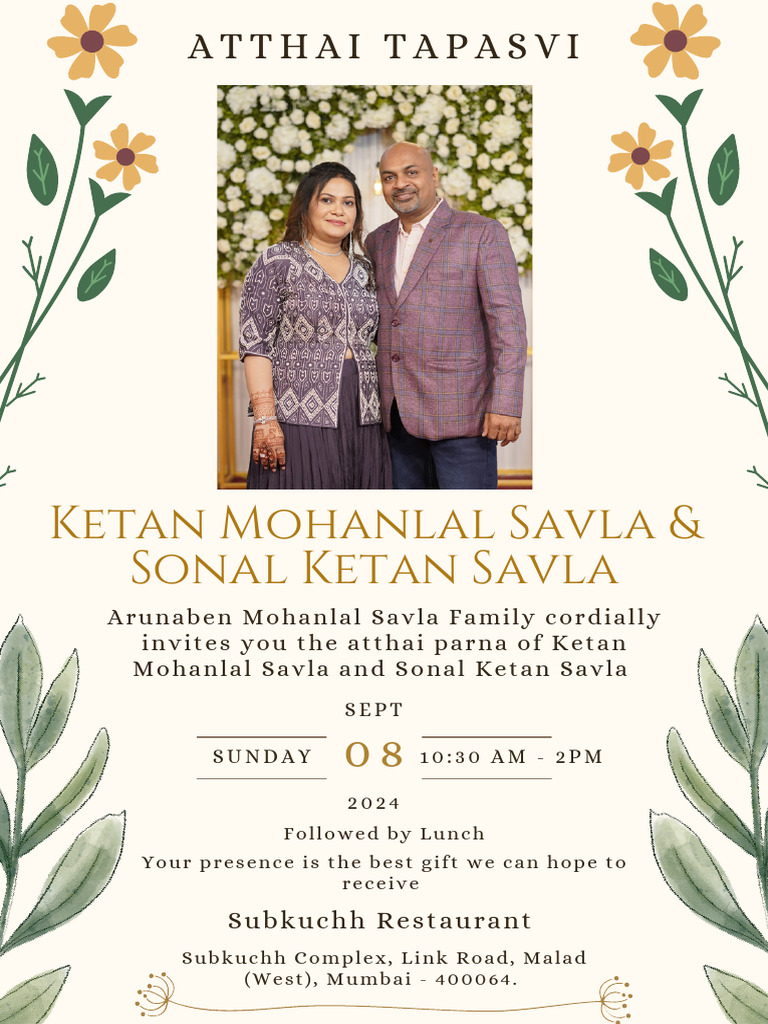 Ketan and Sonal Invite 2 | PDF