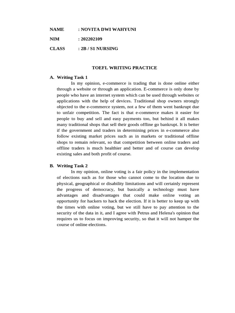 Novita Dwi Wahyuuni - 2B - Writing Practice | PDF | Computers