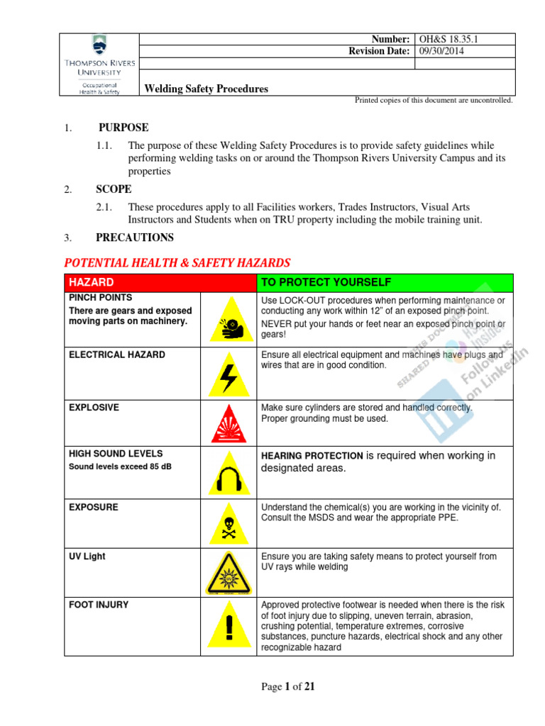 Welding Safety Procedures | PDF