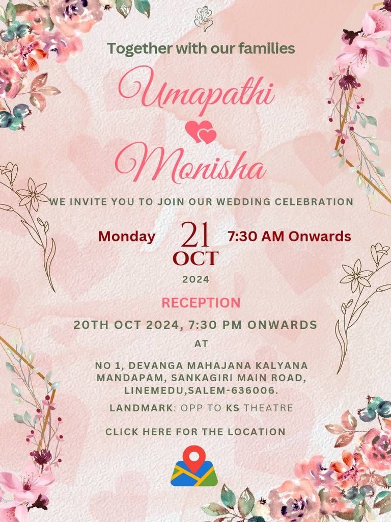 R.umapathi V.monisha Invitation | PDF