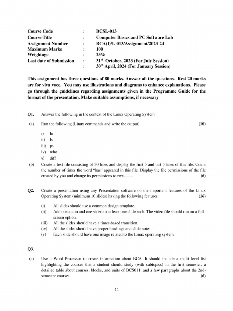 BCSL-013 - 1st SEME - 2023-24 - Solved Assignment | PDF