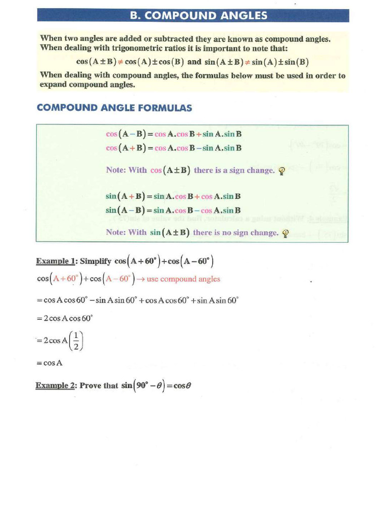 Grade 12 - Trigonometry (Double and Compound Angles) - Unfilled | PDF