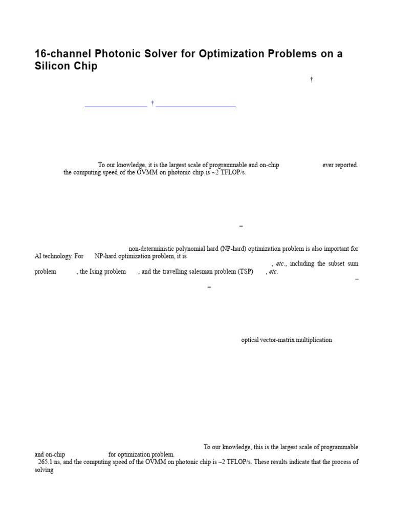 16-Channel Photonic Solver For Optimization Proble | PDF