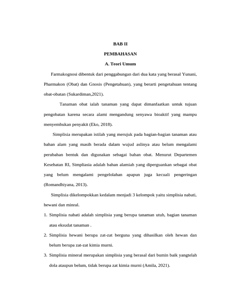 BAB II LP 3 Farmakognosi Simplisia | PDF