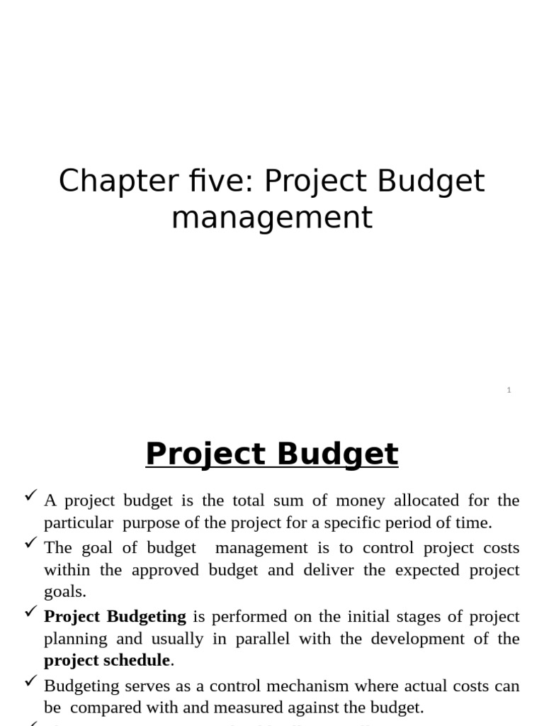 Chapter Five Project Budget Management | PDF | Business | Finance ...