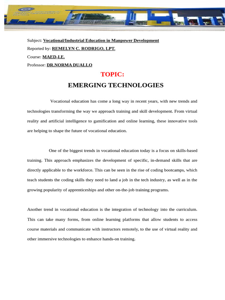 Emerging Technologies (By REMELYN RODRIGO) MAED I.E | PDF | Emerging Technologies | Business