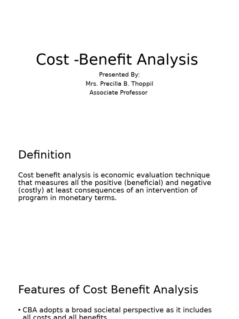 Cost Benefit Analysis | PDF