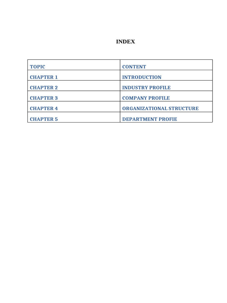 Topic Content Industry Profile Company Profile Organizational Structure ...