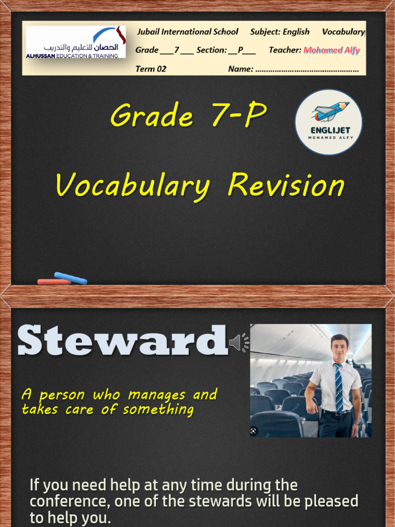 Vocabulary Revision - Word - Definition - Sentence | PDF