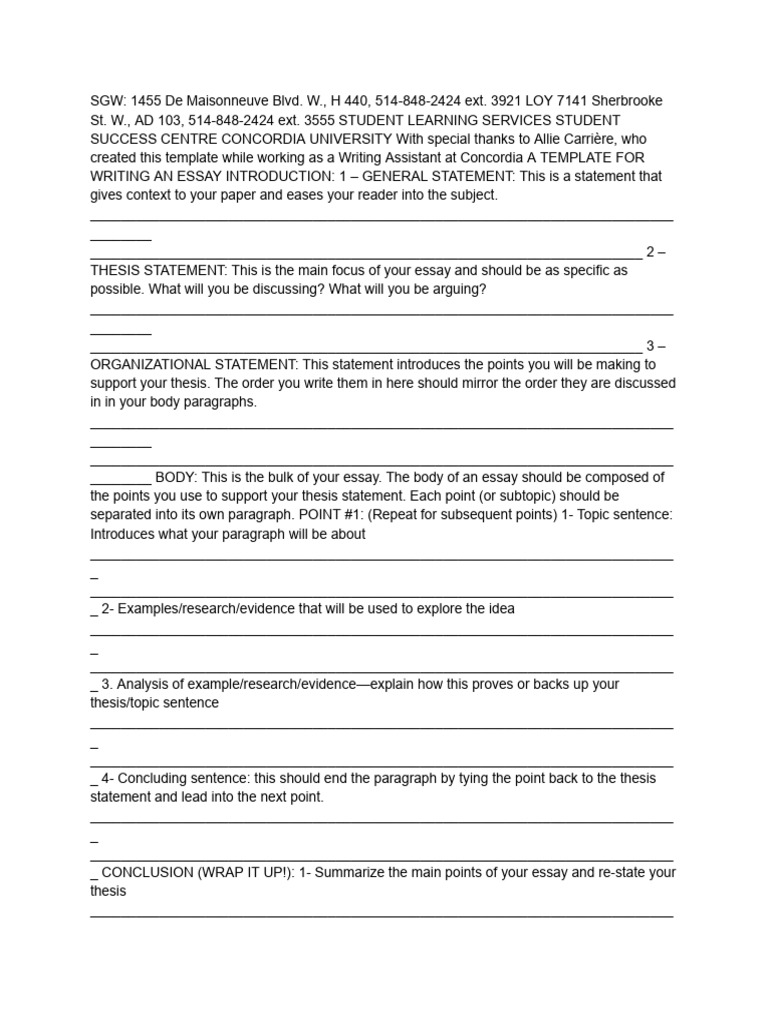 A Template For Writing An Essay | PDF | Essays | Human Communication