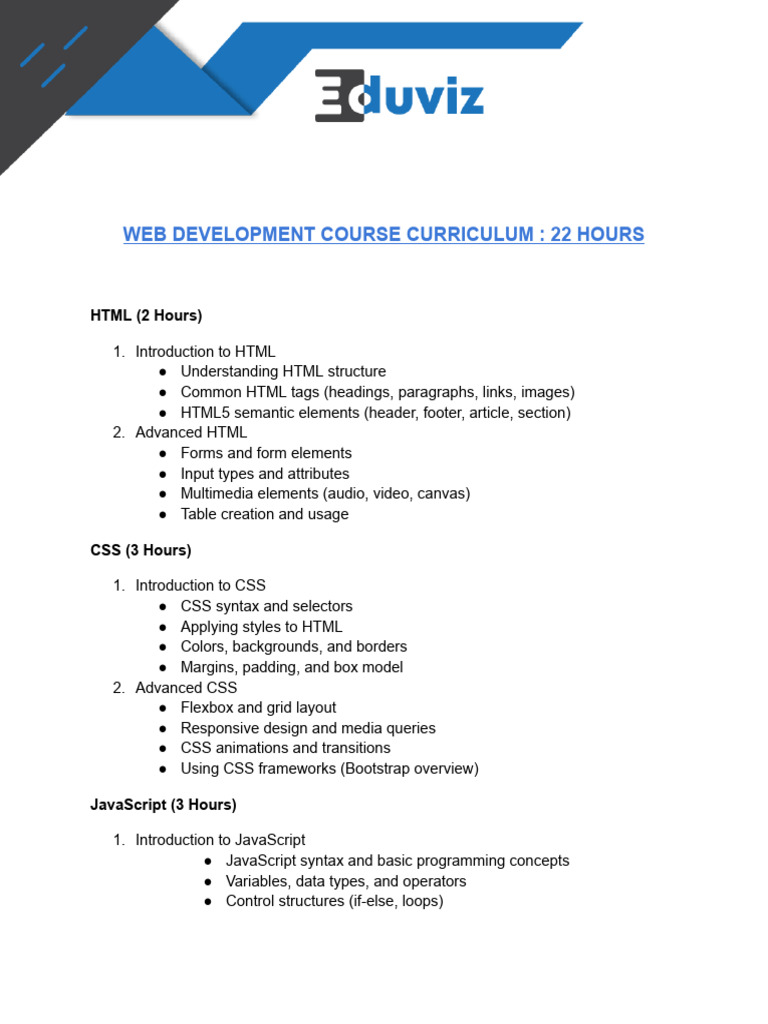 Web Development Course Curriculum | PDF
