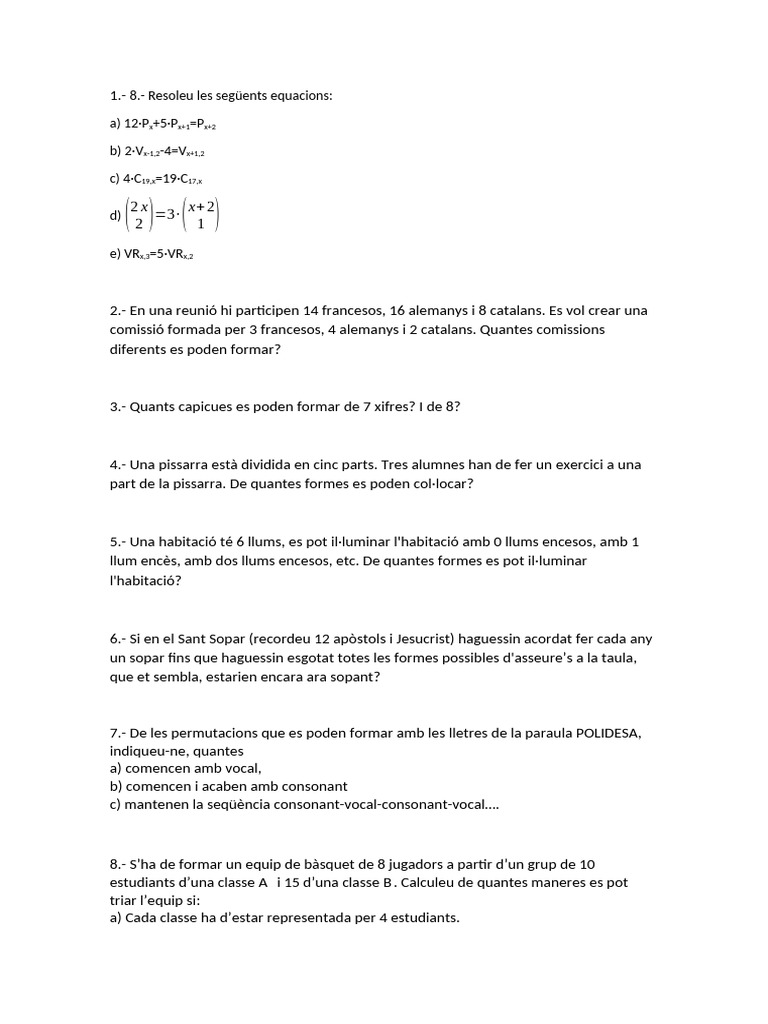 Exercicis Combinatoria 2 | PDF