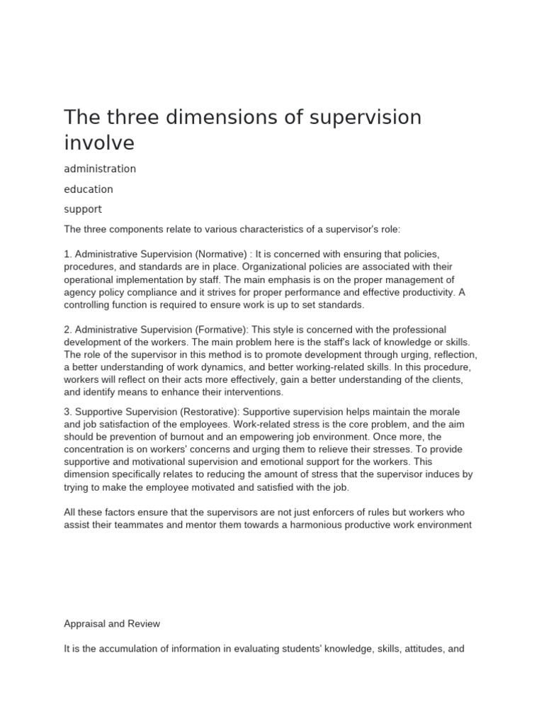 The Three Dimensions of Supervision | PDF | Educational Assessment ...