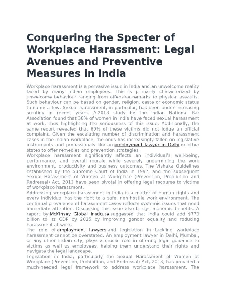 Conquering The Specter of Workplace Harassment | PDF