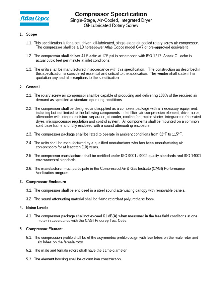 GA7 - 10hp - 125psi - Air-Cooled W Integrated Dryer | PDF ...