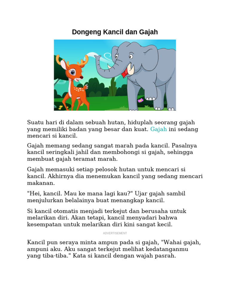 Dongeng Kancil Dan Gajah | PDF
