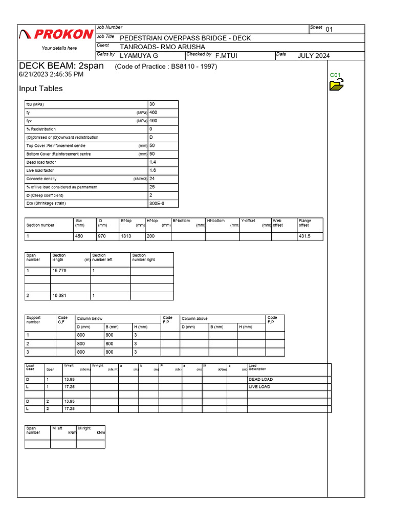 Beam to Footing Design Report | PDF | Beam (Structure) | Bending