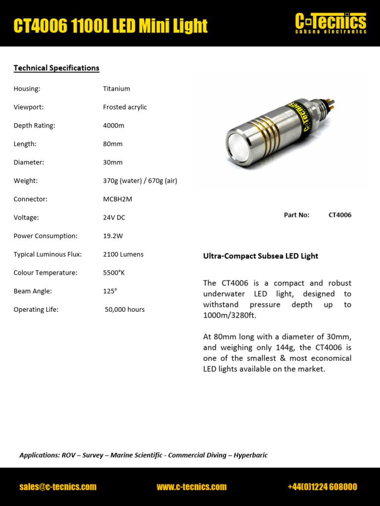 CT4006 1100L LED Mini Light | PDF
