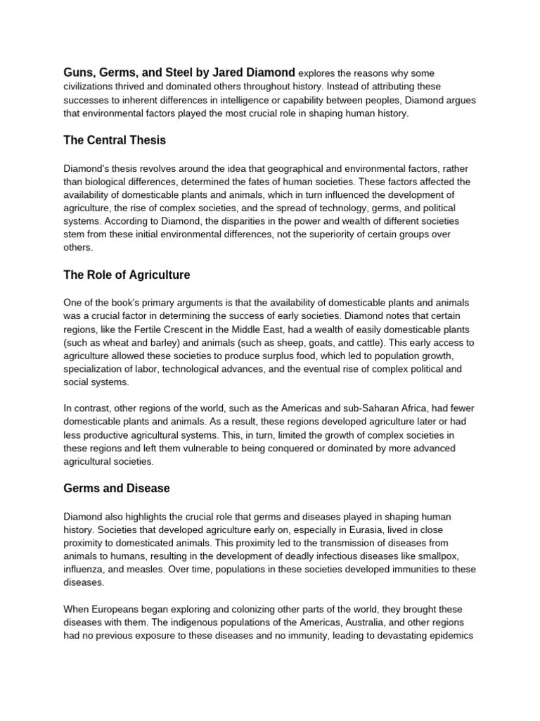 Guns, Germs, and Steel by Jared Diamond | PDF