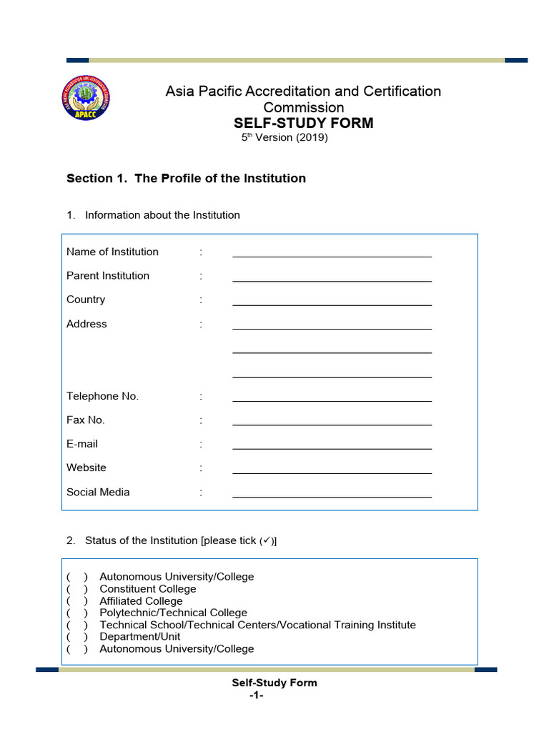 Apacc Self Study Form | PDF