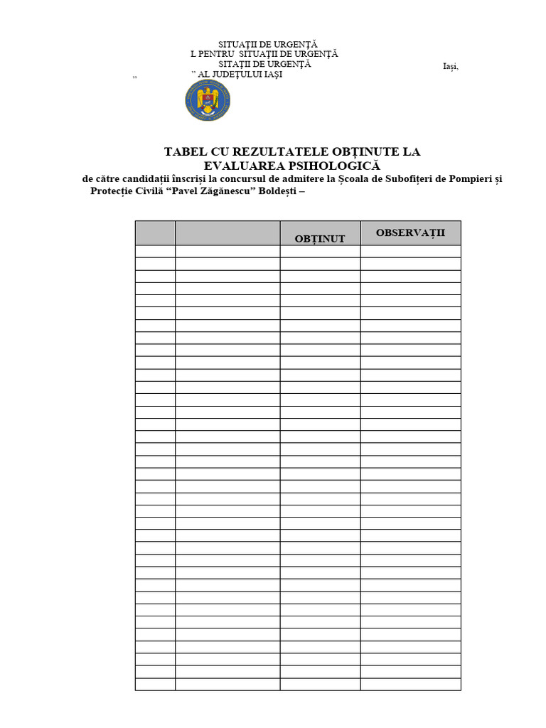 Tabel Rezultate Evaluare Psihologica 16.11 | PDF