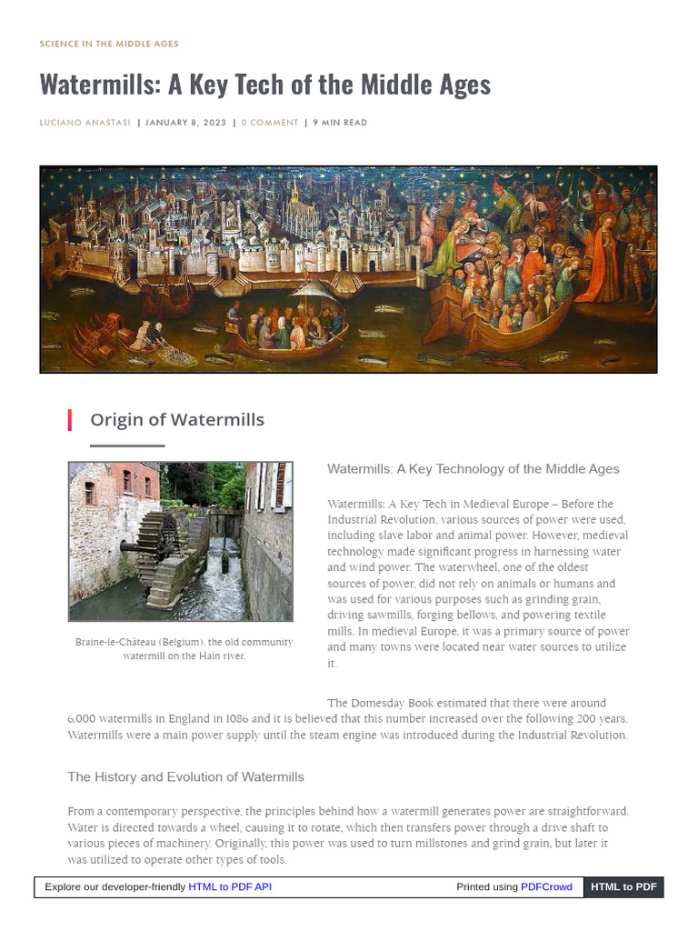 Historymedieval Com Watermills A Key Tech of The Middle Ages | PDF ...