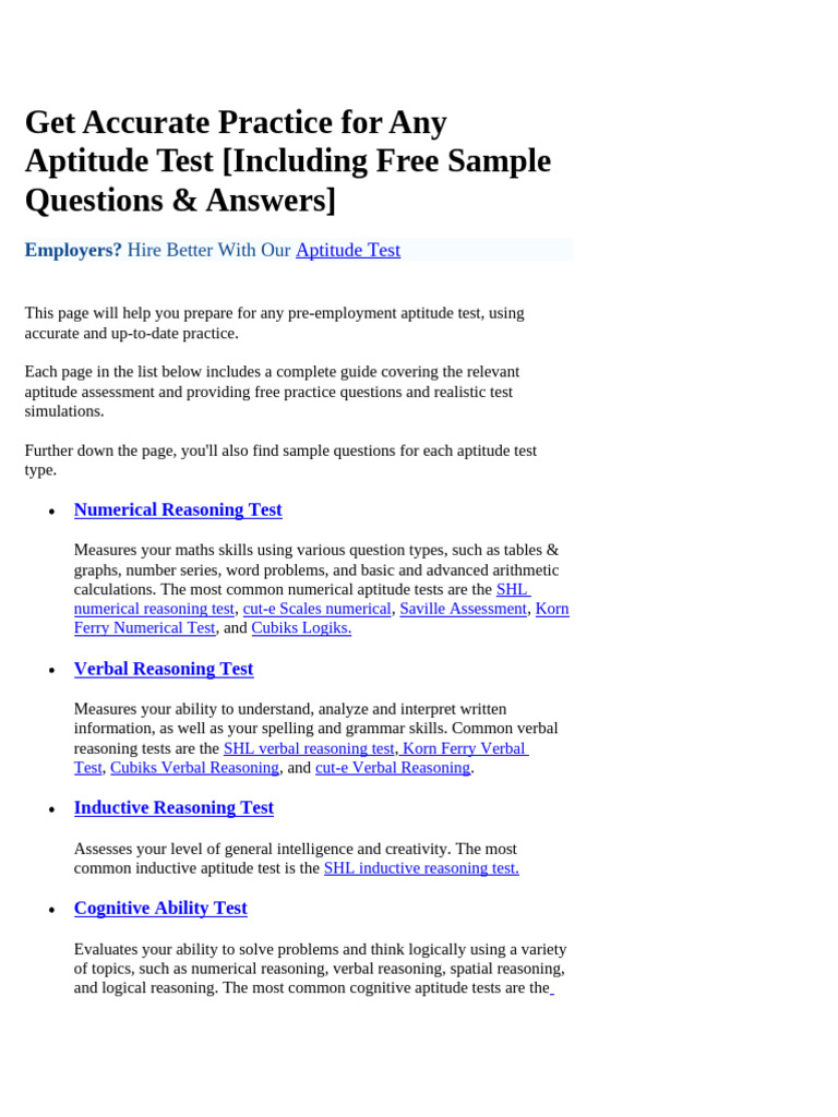Get Accurate Practice for Any Aptitude Test | PDF