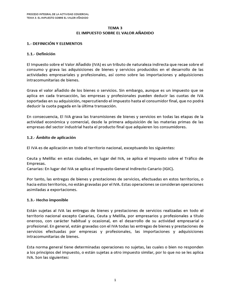 RESUMEN TEMA 3 (EL IVA) | PDF