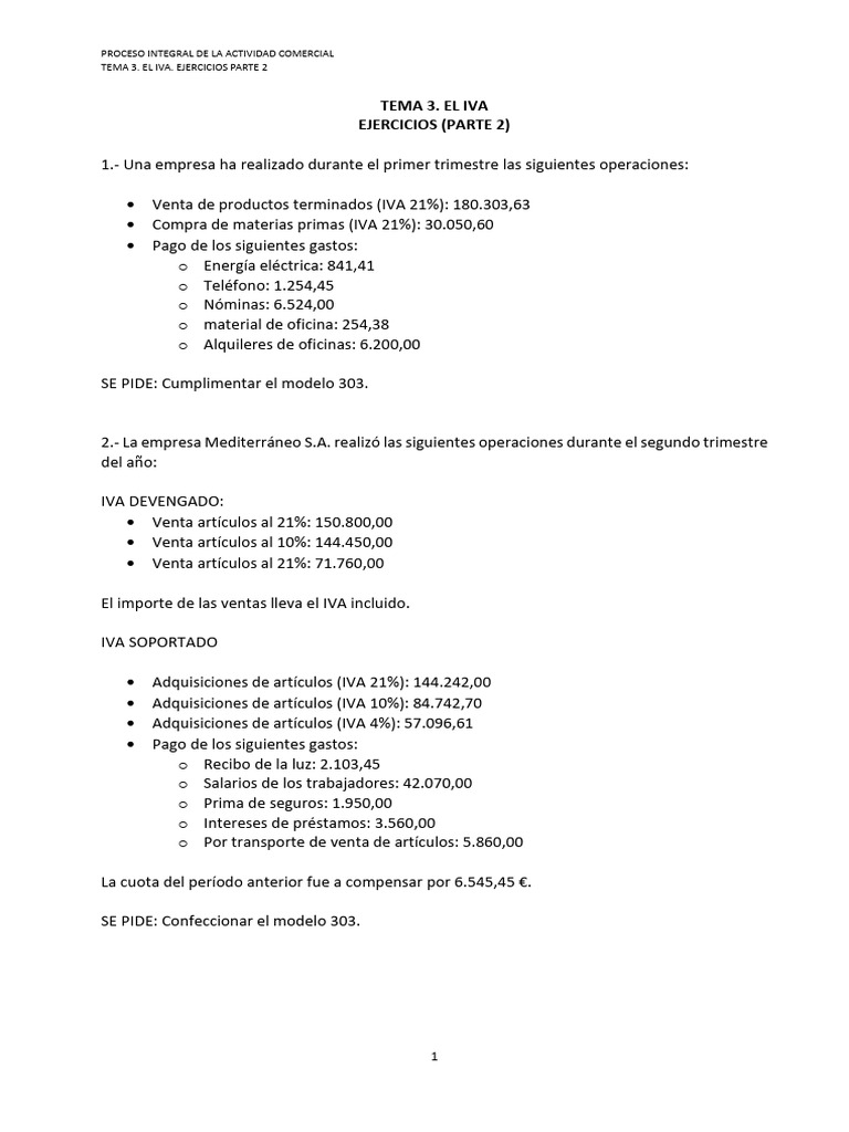 EJERCICIOS IVA (II) | PDF