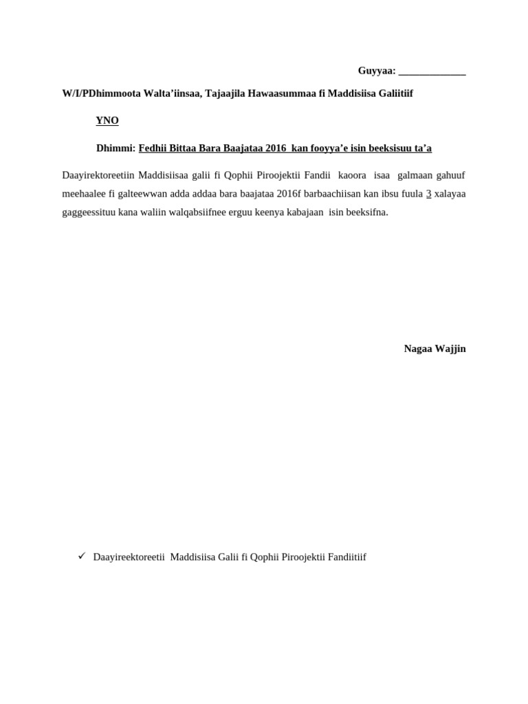 Fedhii Bittaa DMG | PDF