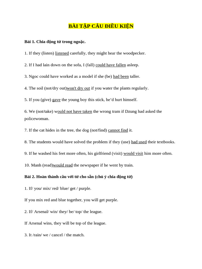 Bai Tap Cau Dieu Kien | PDF