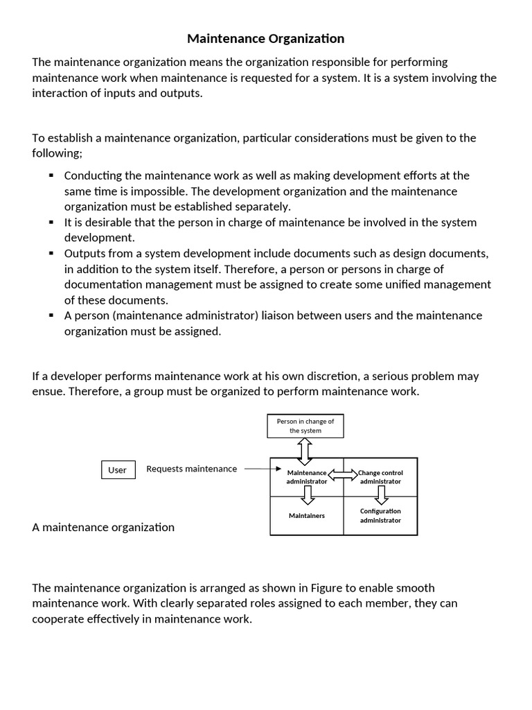 Maintenance Organization | PDF