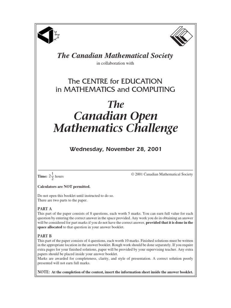 Canadian Open Mathematics Challenge: The Canadian Mathematical Society ...