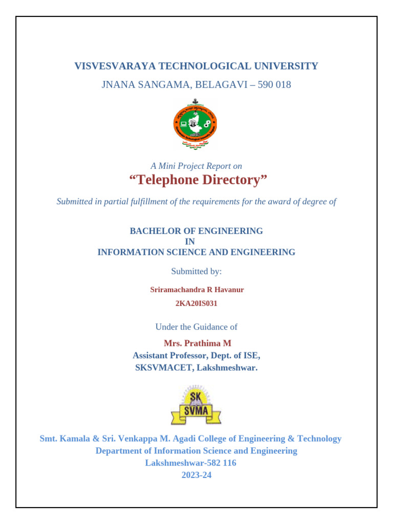 MiniProject Report Format - 2023 | PDF