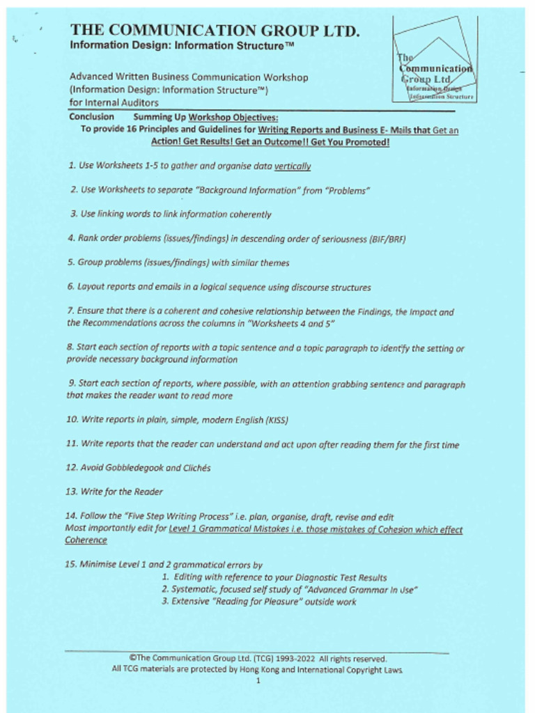 Principles for report writing | PDF