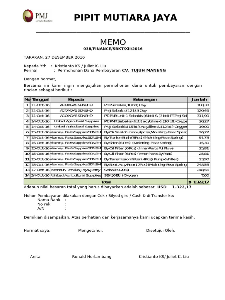 Pembayaran No 038 - CV. TUJUH MANENG Oktober | PDF