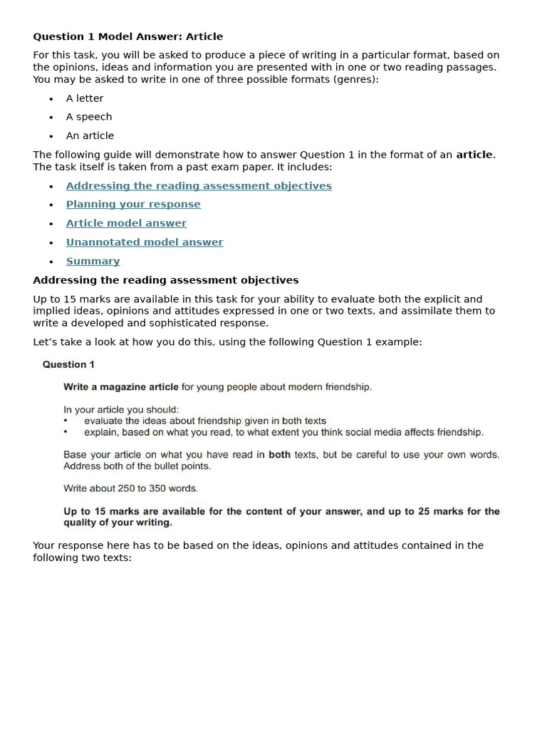 Question 1 Model Answer | PDF