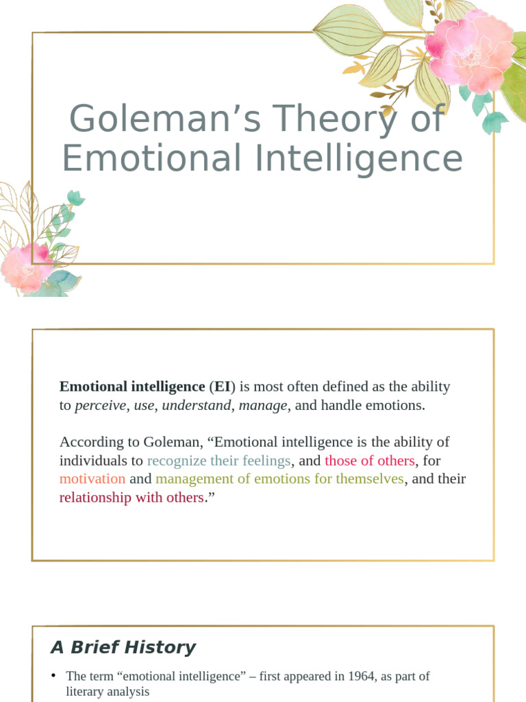 Goleman's Emotional Intelligence Model | PDF | Emotional Intelligence ...