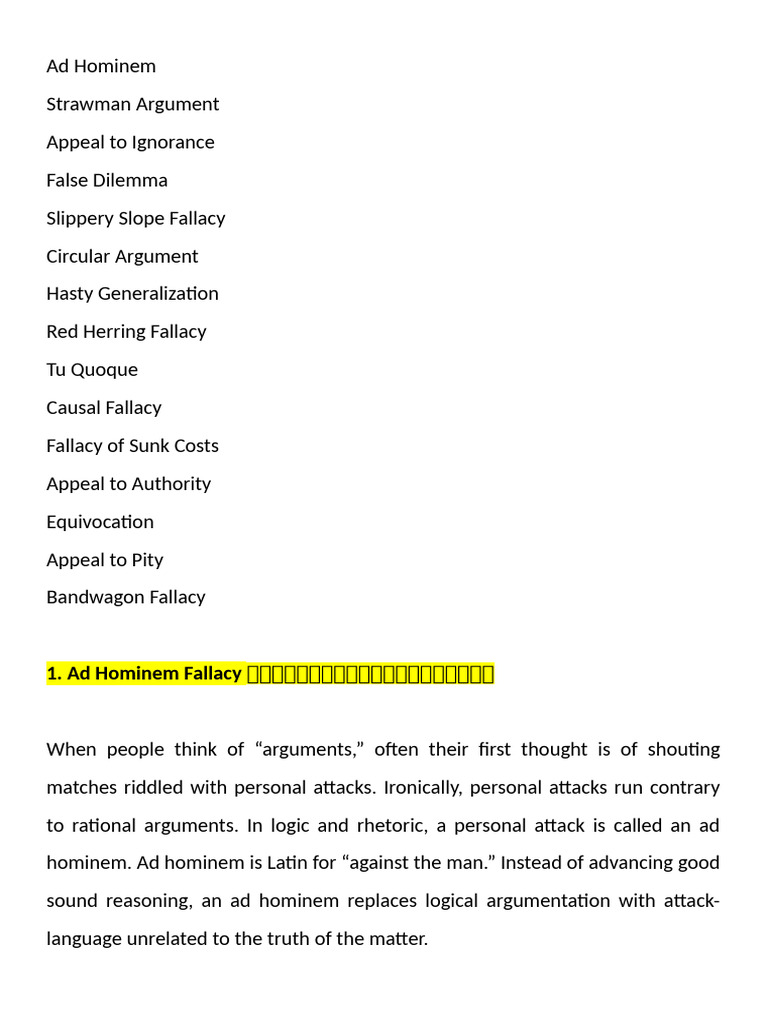 1c下学期Fallacy | PDF