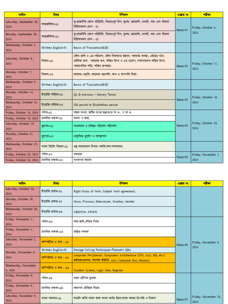 47 Bcs Routine (Final) | PDF