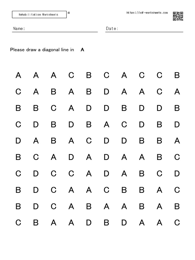 Alphabet Cancellation Task Target 1 10×10 - 001 | PDF