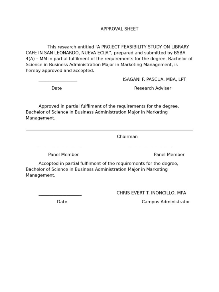 Approval Sheet Library Cafe | PDF