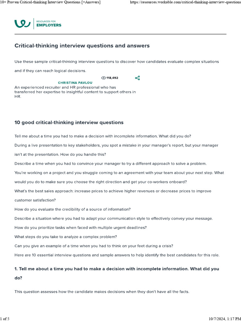 critical thinking quiz and answers | PDF