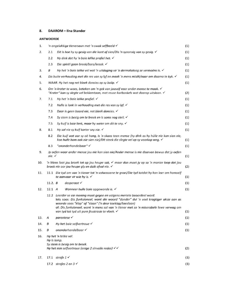 Daarom Answers | PDF