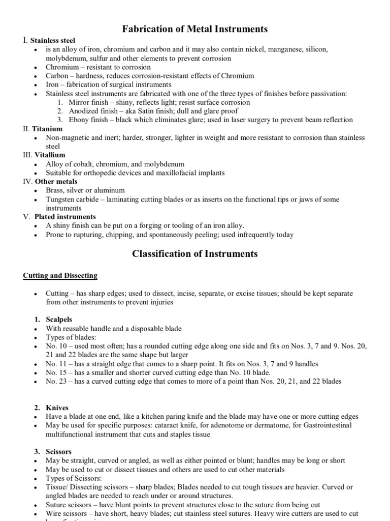 Fabrication of Metal Instruments | PDF