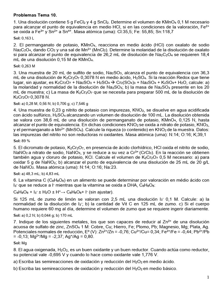 Problemas10 Química | PDF