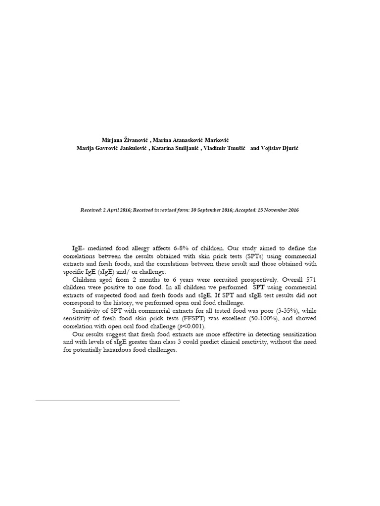 M23 Zivanovic Et Al Iranian Journal of Asthma and Allergy 2017 | PDF