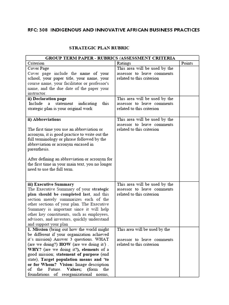 Indigenous Innovation, RUBRIC | PDF