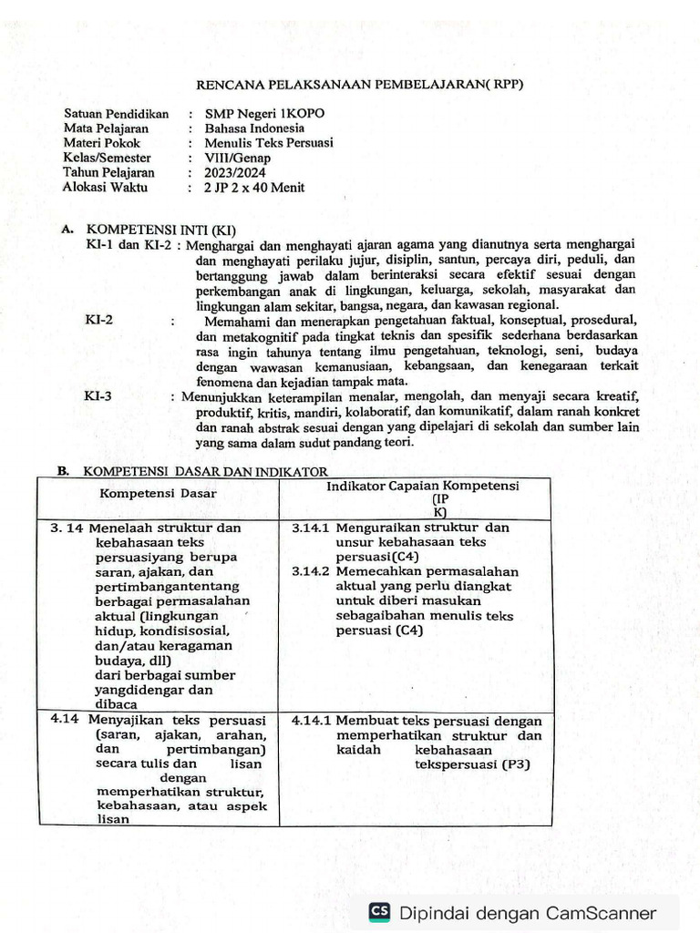 RPP B Indo Supervisi Kelas 8 - Compressed | PDF