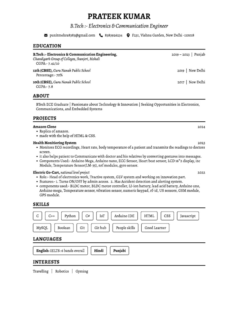 Prateek's CV | PDF